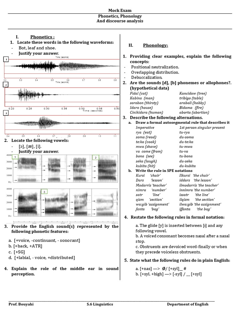 Mock Exam | PDF | Oral Communication | Language Families