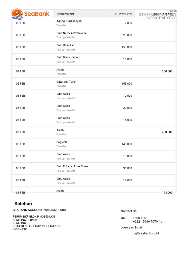 Seabank Statement 20240404 | PDF | Personal Finance | Corporations