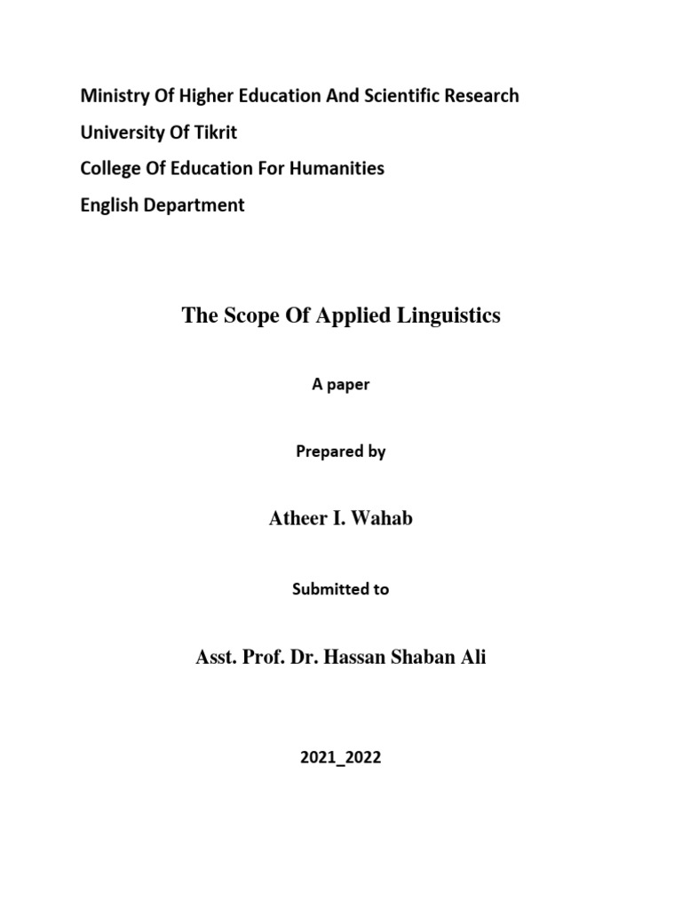Understanding Applied Linguistics Scope | PDF | Linguistics | Second ...