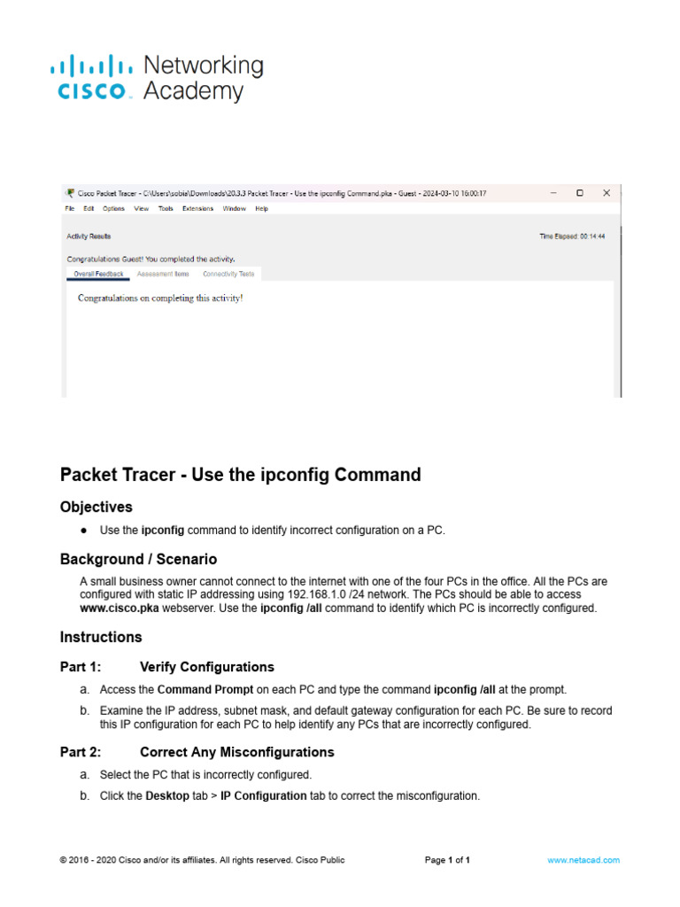 Use The Ipconfig Command | PDF | Business | Computers