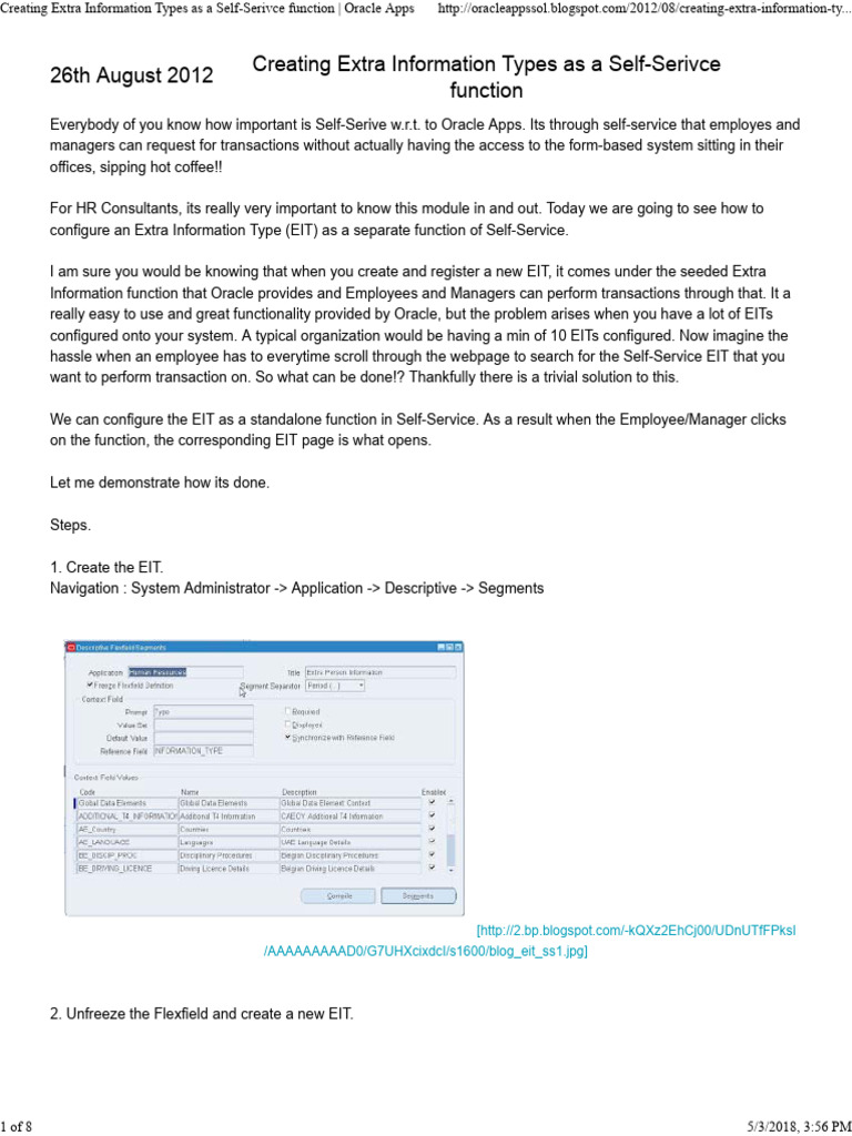 Creating Extra Information Types As A Self-Serivce Function - Oracle ...