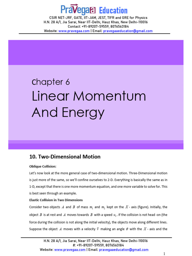 10. Two Dimensional Motion 1 | PDF | Collision | Momentum