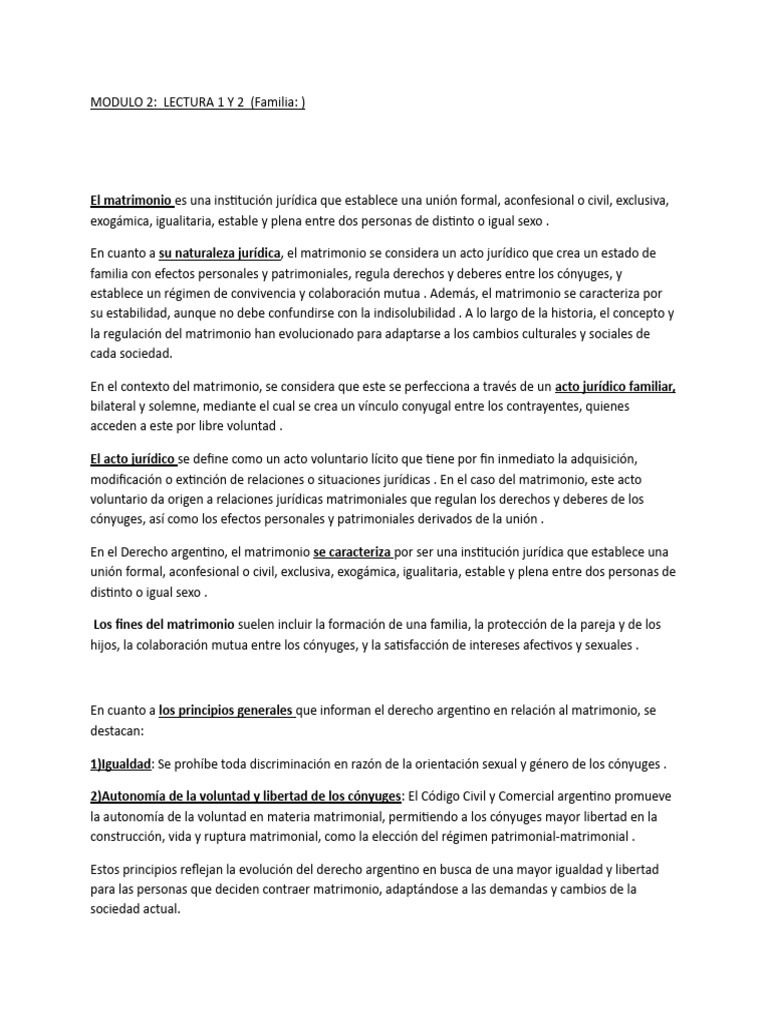 Mod 2 - Lec 1 y 2 | PDF | Matrimonio | Esposa