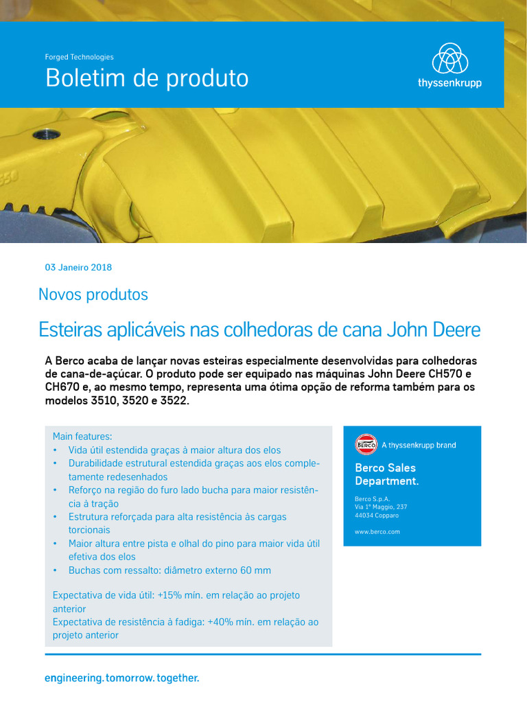 Berco Rodante - New Track Chain For Sugar Harvester PT-compressed | PDF ...