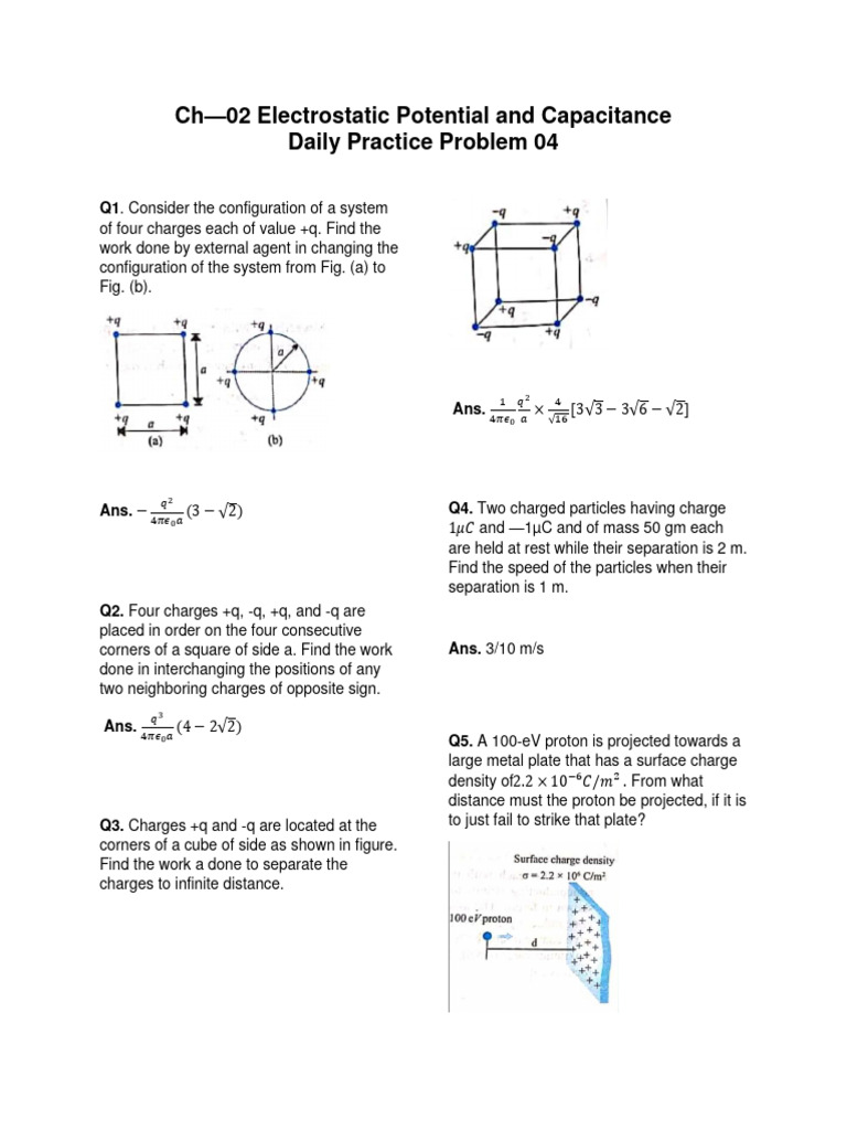 Electrostatic Potential & Capacitance DPP-04 Lec-7 @physicswallahlakshyavideos ...