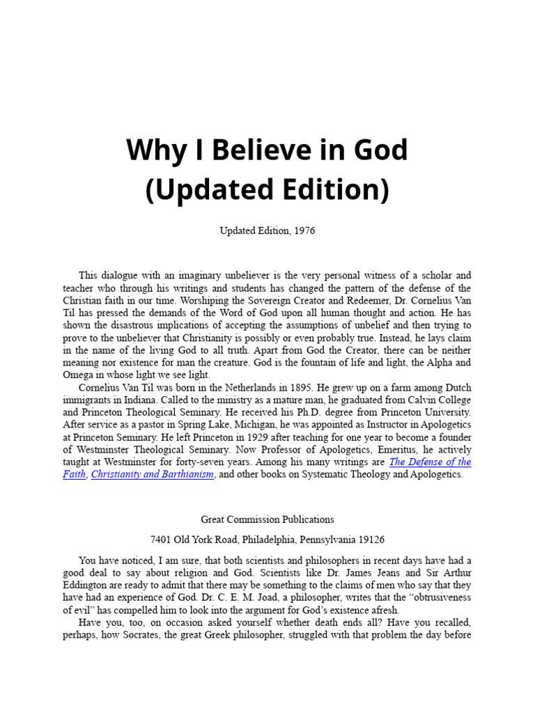 Why I Believe in God | PDF | God | Reason