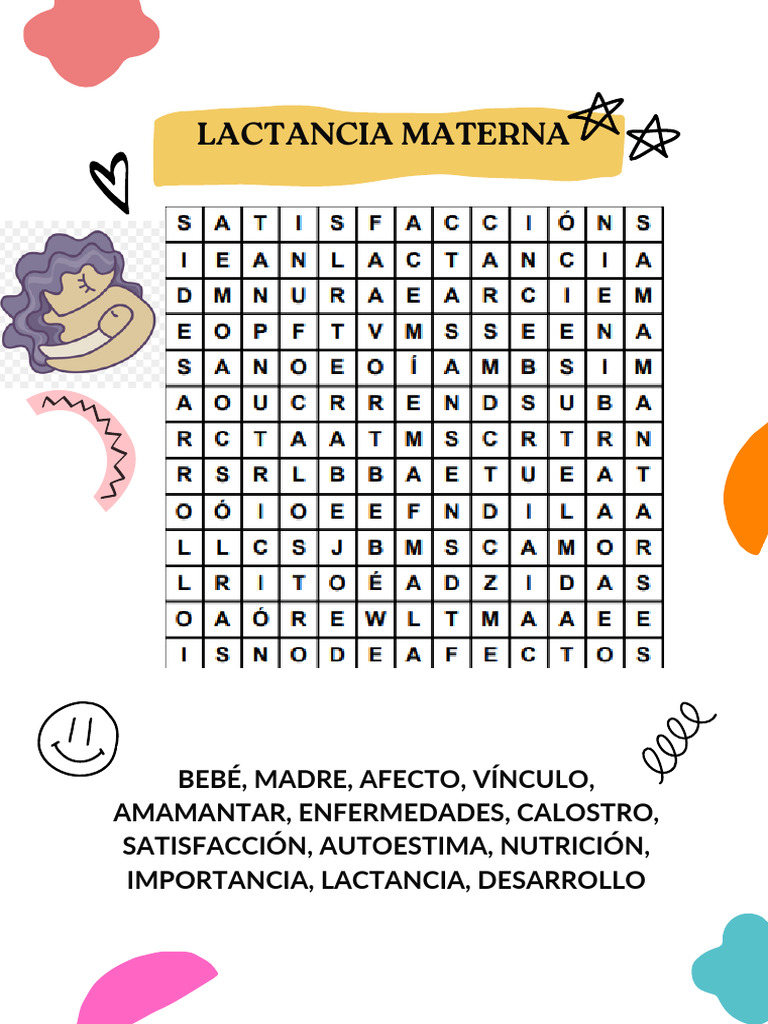 Juego de Sopa de Letras Lactancia Materna | PDF