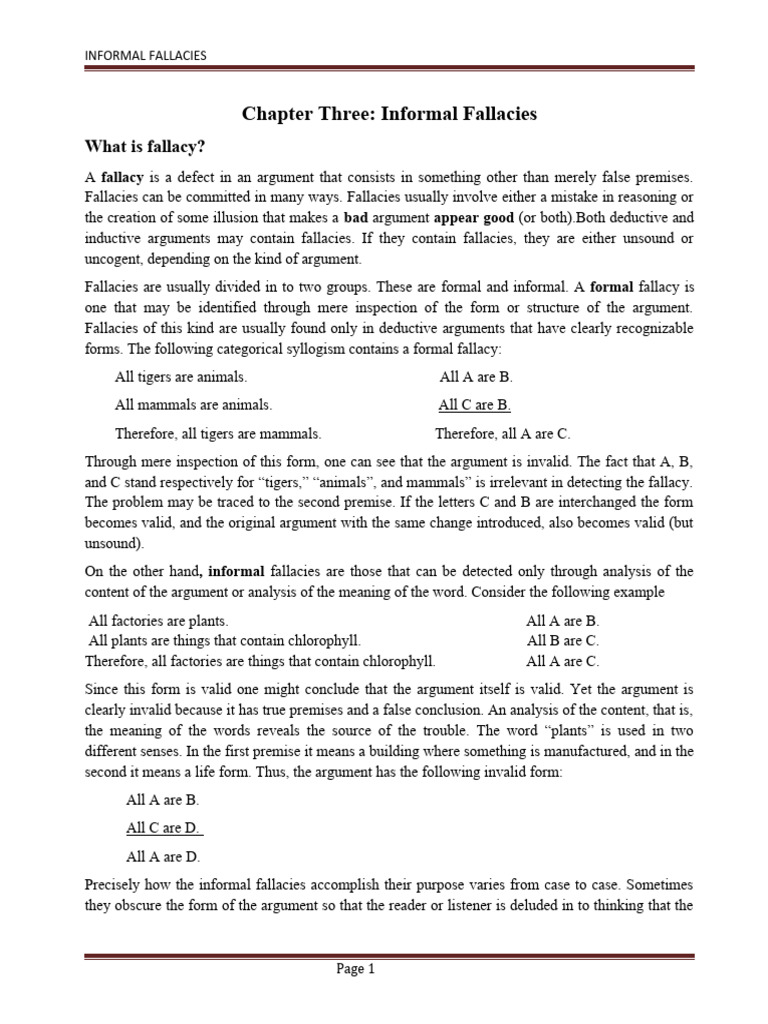 CHAPTER 5 - Fallacy | PDF | Fallacy | Argument