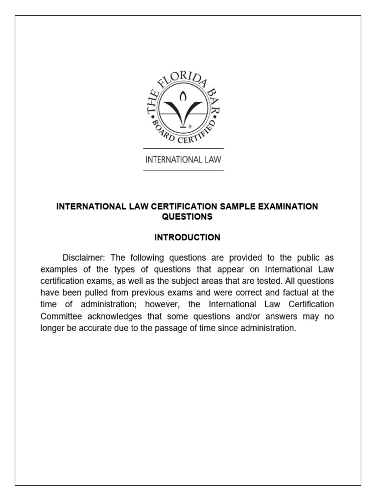 ADA IL Exam Example Questions For Website R | PDF | U.S. Customs And ...