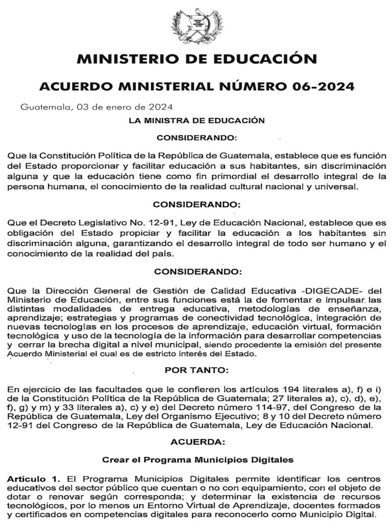 AM 06-2024 Crear Programa Municipal Digital Centros Educativos | PDF
