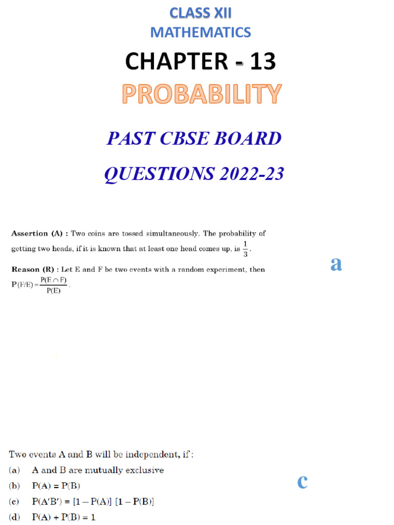 CBSE Class XII Math Past Questions | PDF