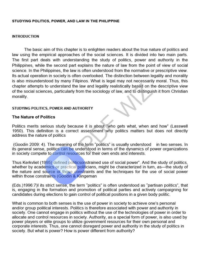 PGC Chapter 1 Topic 2 Studying Politics, Power, and Law in The ...
