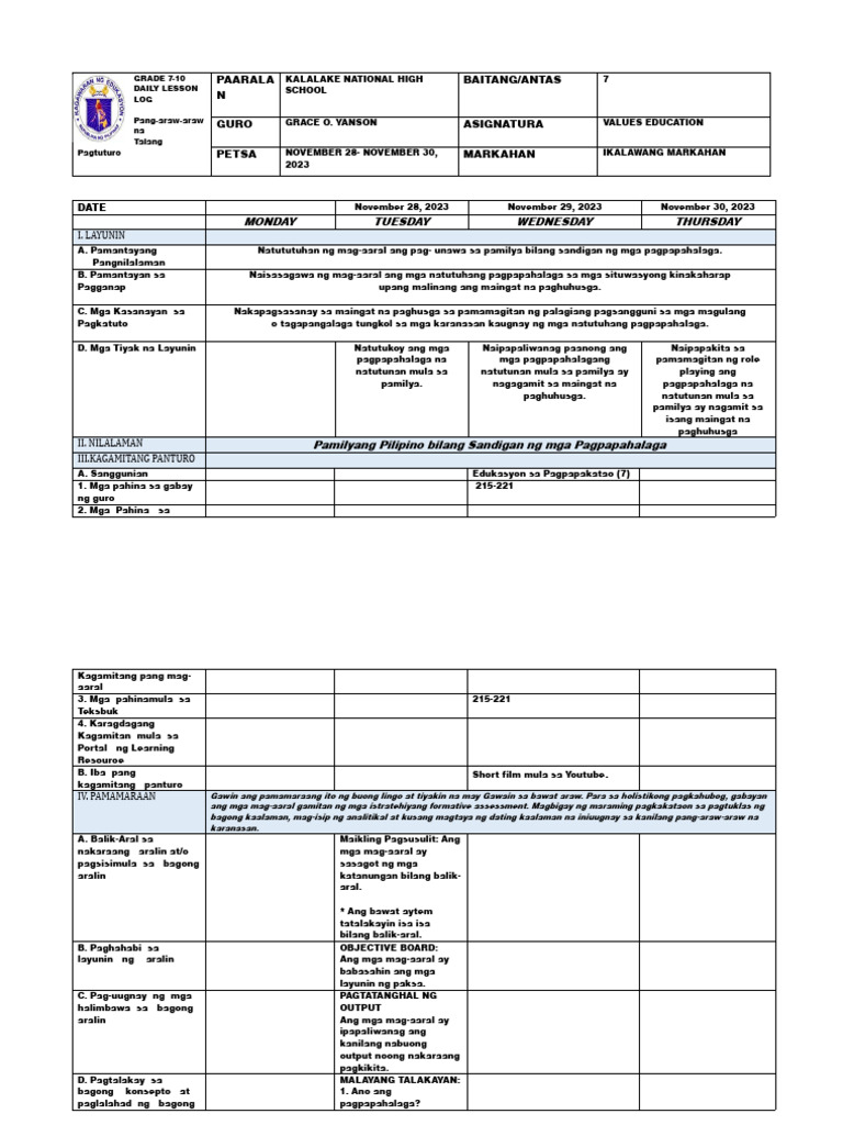 DLL Esp Q2 G7 Pamilya 2ndweek | PDF