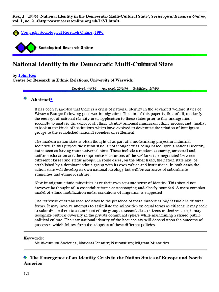Rex - National Identity in The Democratic Multi-Cultural State | PDF ...
