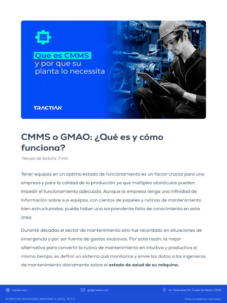 CMMS o GMAO - ¿Qué Es y Cómo Funciona | PDF