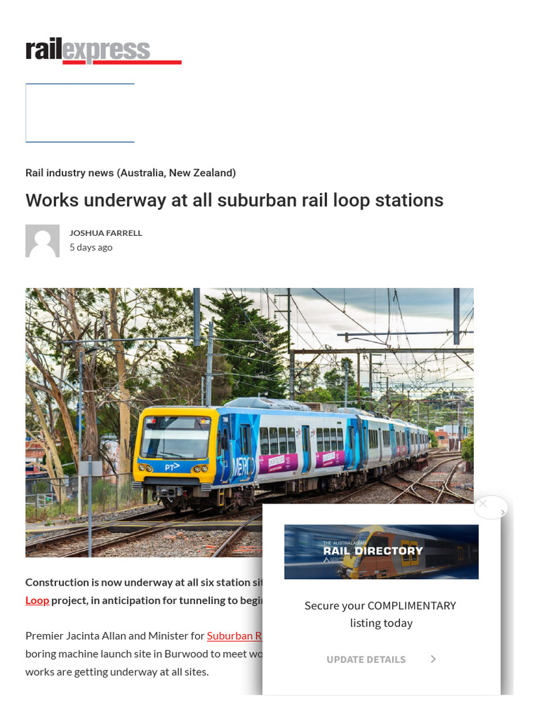 Works Underway at All Suburban Rail Loop Stations - Rail Express | PDF ...