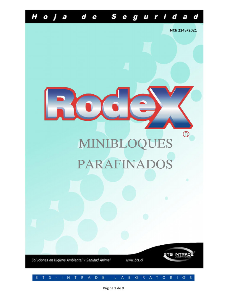 Rodex Minibloques Parafinados: Seguridad y Uso | PDF | Residuos | Agua