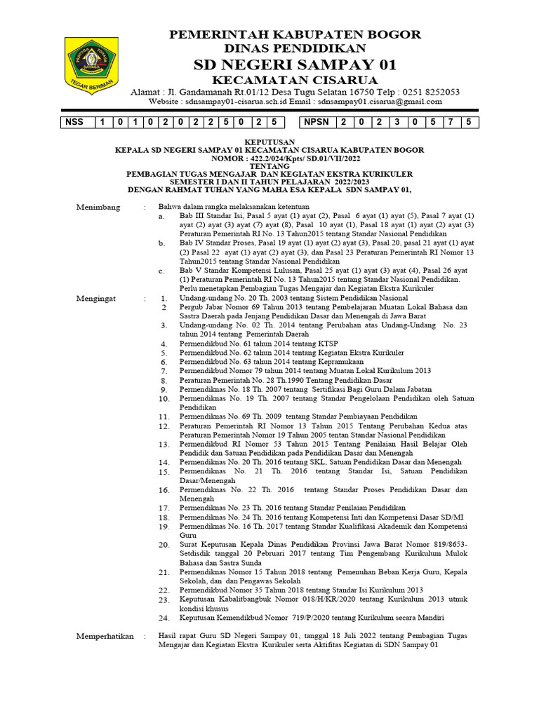 2022 - SDN Sampay 01 - SKKBM Tp. 2022-2023 | PDF