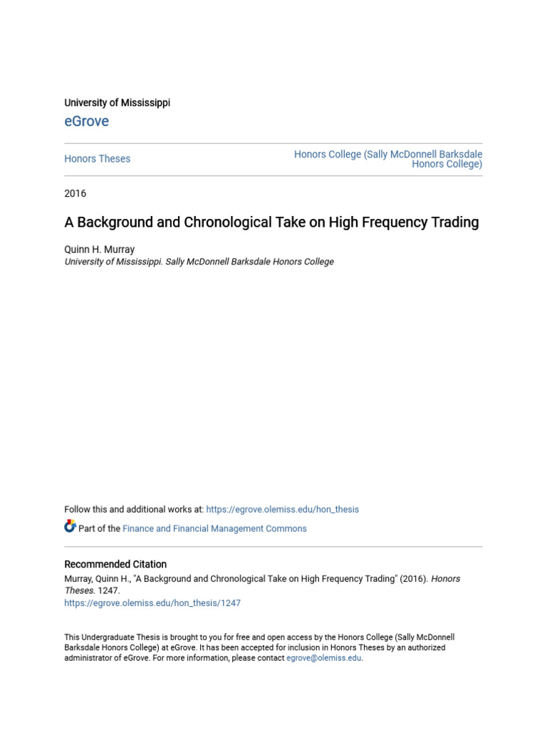 A Background and Chronological Take On High Frequency Trading | PDF ...