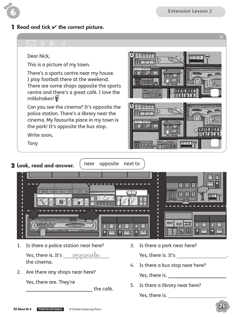 Opposite: 1 Read and Tick The Correct Picture | PDF