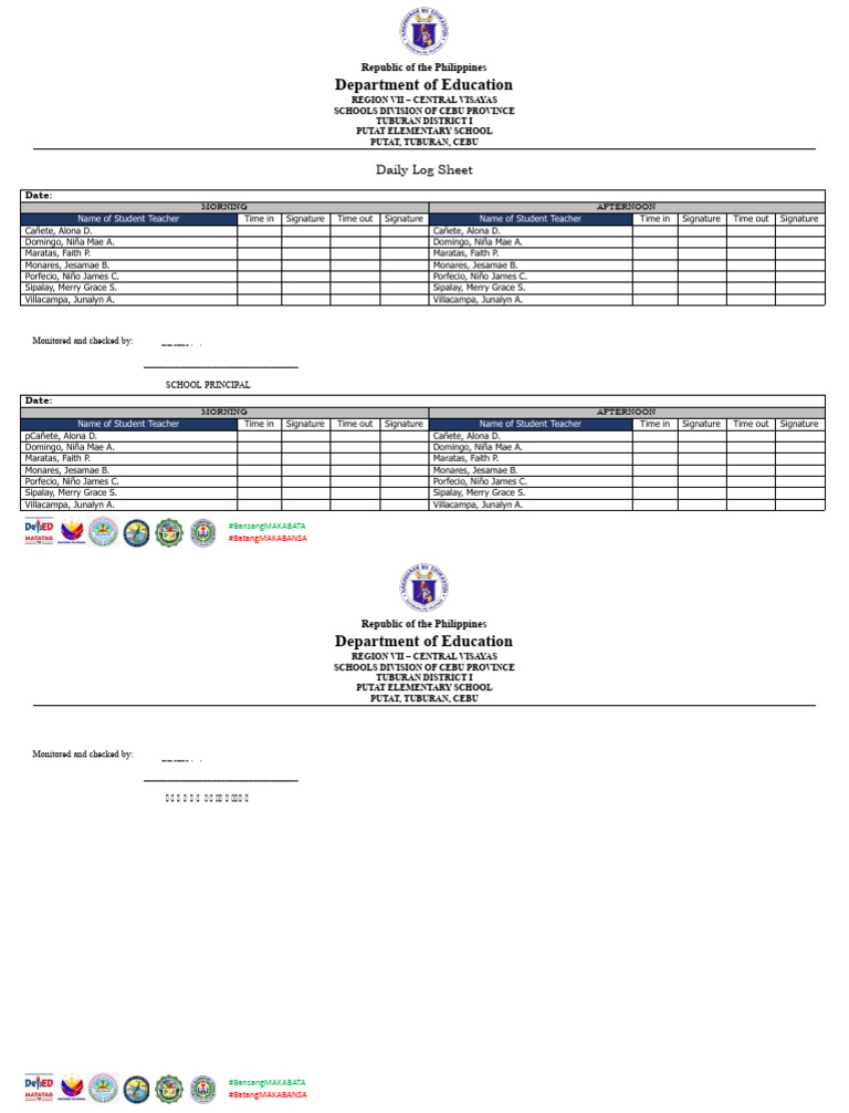 Daily Log Sheet | PDF