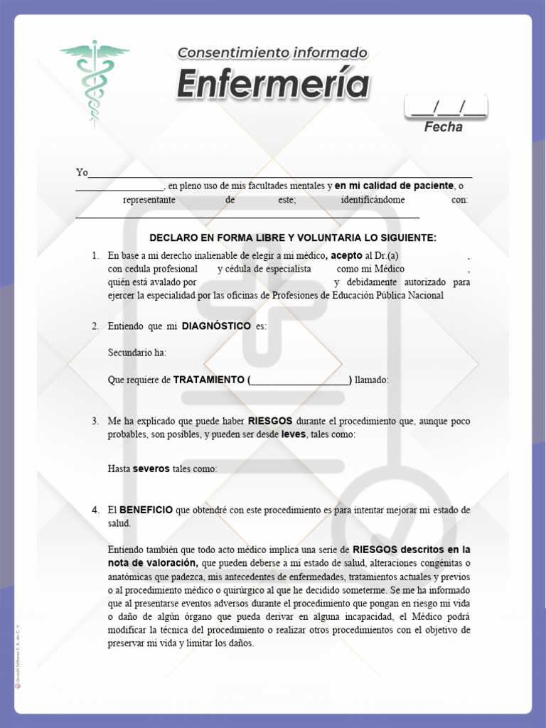 Consentimiento Informado para Procedimiento Médico | PDF ...