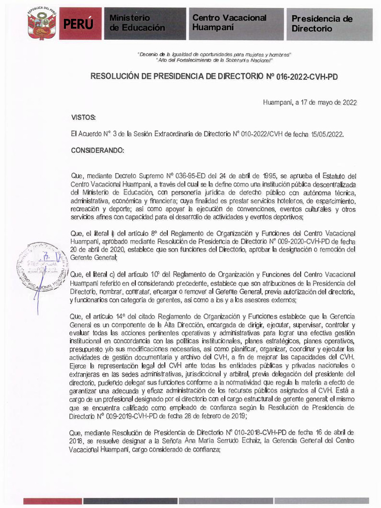 Resolucion 016 2022 CVH PD PDF | PDF | Gobierno
