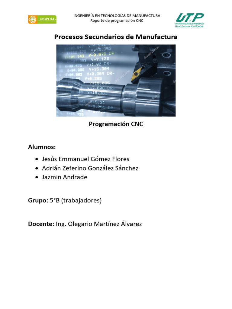 Procesos Secundarios de Manufactura1 | Descargar gratis PDF | Control numerico | Mecanizado