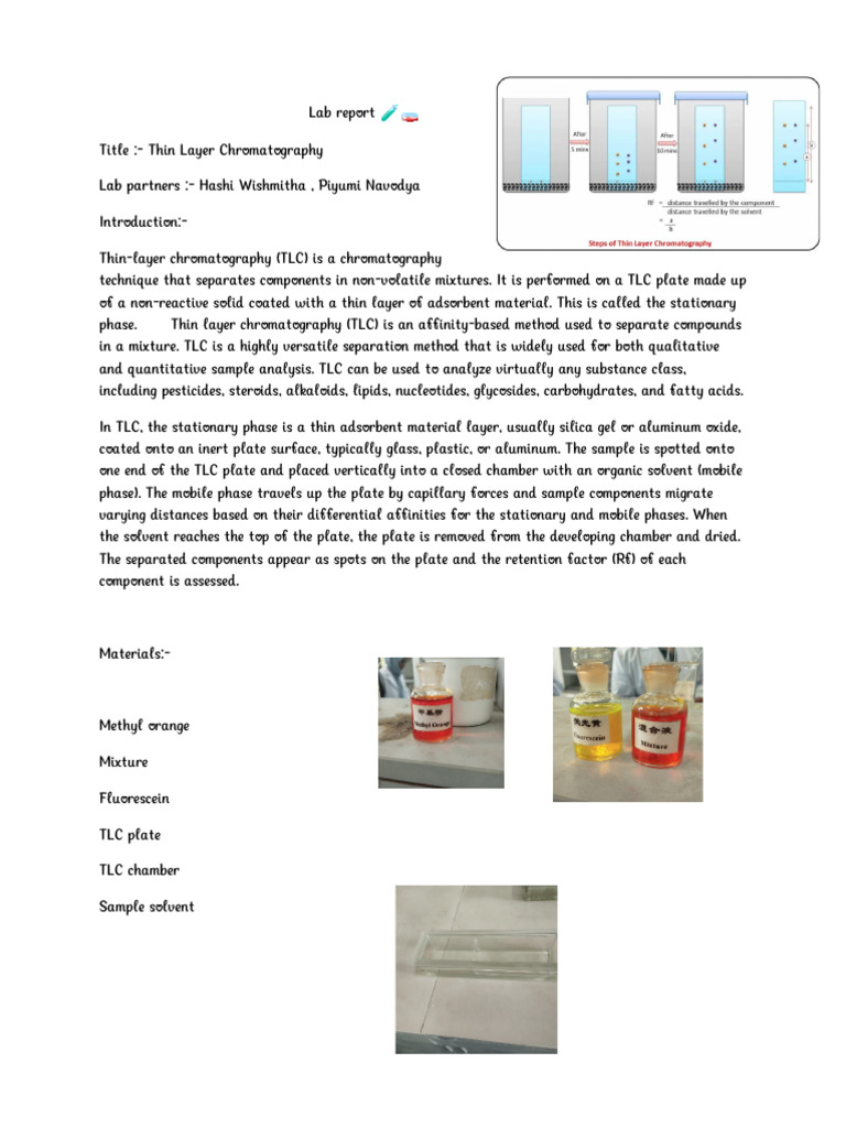 Lab Report 7 Thin Layer Chromatography | PDF | Thin Layer ...