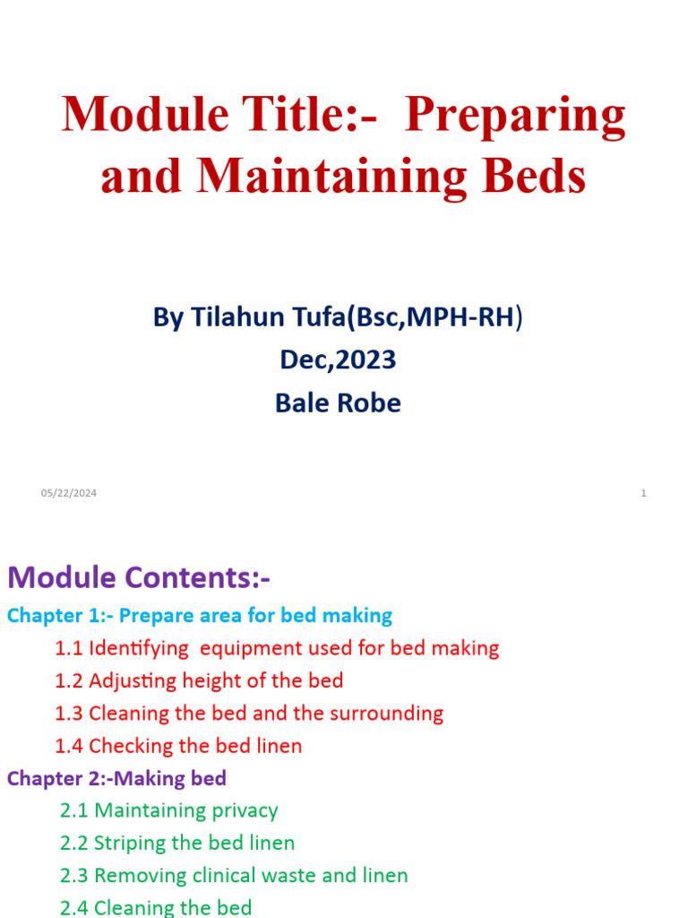 1.bed Making For L3 Intro | PDF | Personal Protective Equipment | Surgery