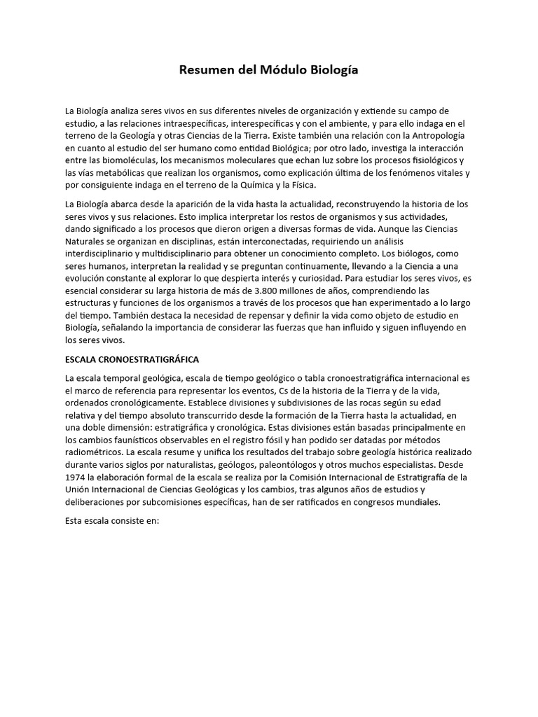 Resumen Del Modulo Biologia | PDF | Biología | Conocimiento