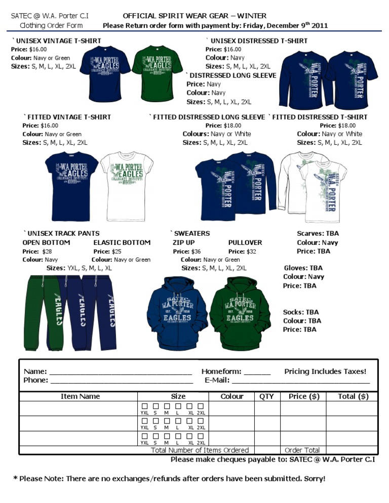 SATEC Winter Spirit Wear Order Form | PDF | Art
