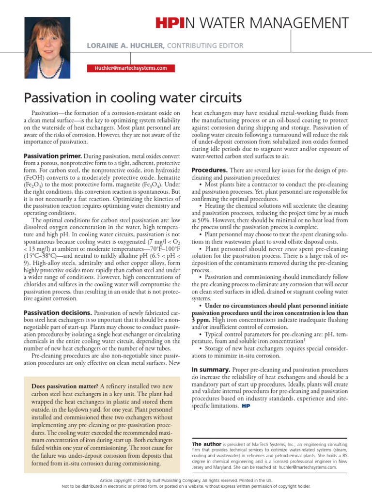 Passivation in Cooling Water Circulation | PDF | Corrosion | Water