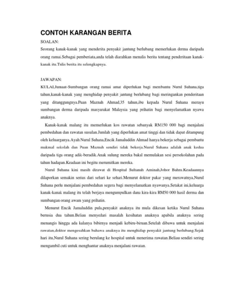 Contoh Karangan Jenis Berita | PDF