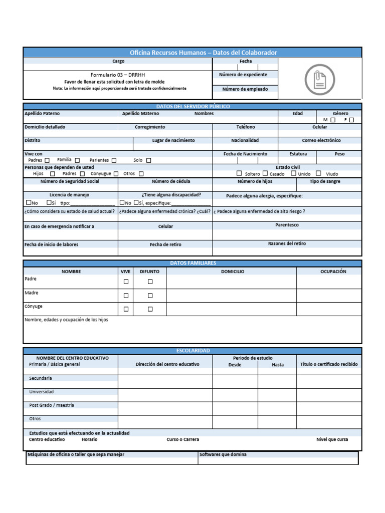 FORMATO DE INFO DE EMPLEADOS | PDF