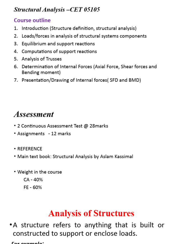 Lecture 1 Analysis of Staticall Determinate Structures | PDF ...