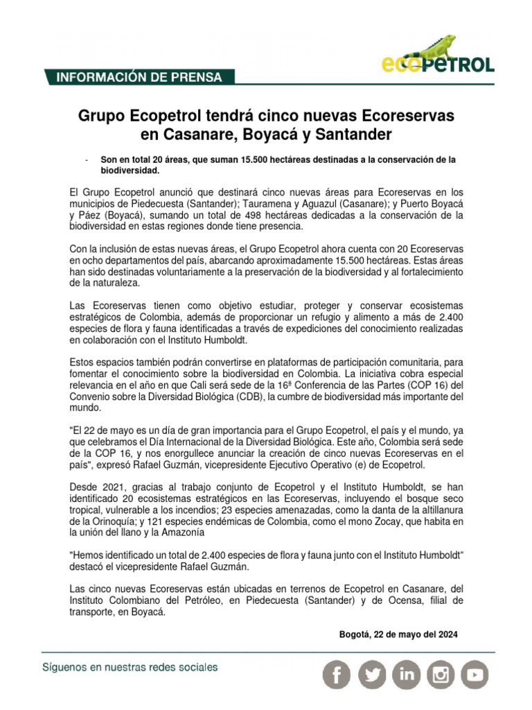 REV - Apertura Tolon 18 de Mayo | PDF | Colombia | Biodiversidad