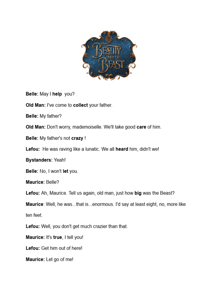 (Answer Key) Beauty and The Beast | PDF