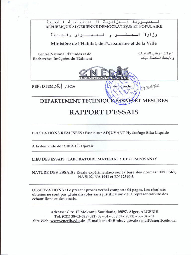 PV Cnerib Hydrofuge Sika Liquide | PDF