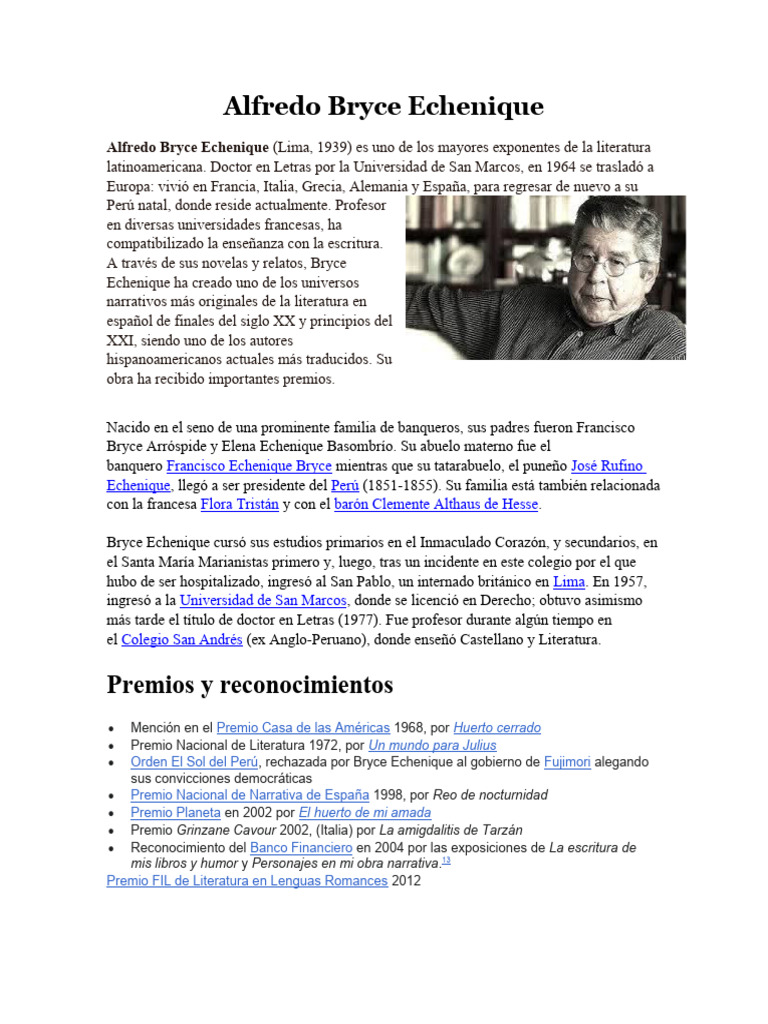 Alfredo Bryce Echenique | PDF | Perú