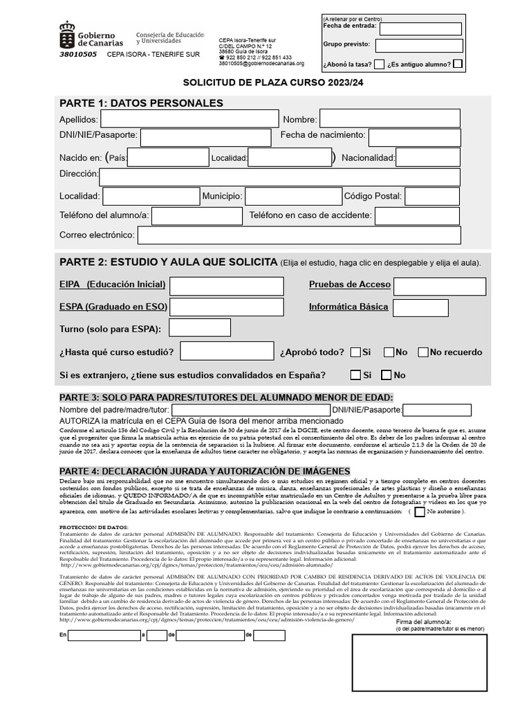 Formulario de Matrícula 23-24 | Descargar gratis PDF | Documento de ...