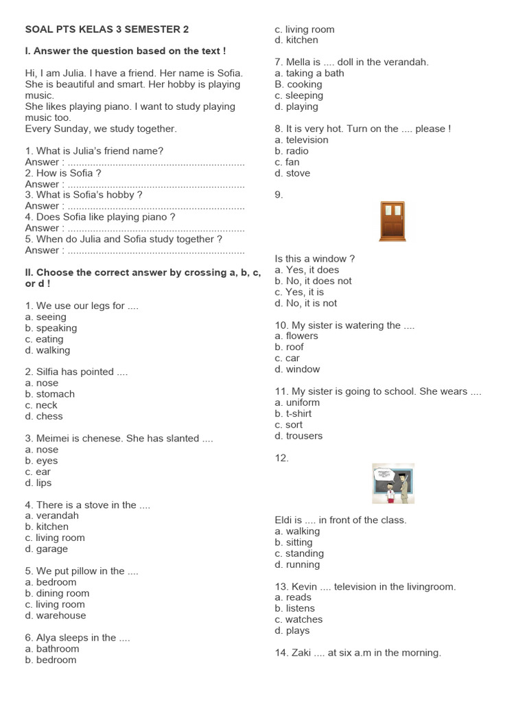 Soal PTS Kelas 3 Semester 2 SDN 1 | PDF