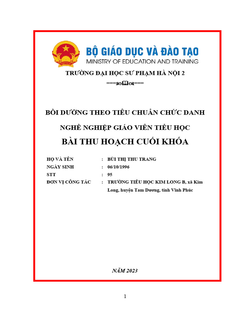 Bài Thu Ho CH Khóa B I Dư NG | PDF