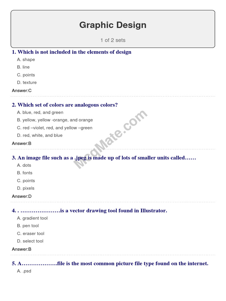 Graphic Design MCQs for Students | PDF | Composition (Visual Arts) | Color