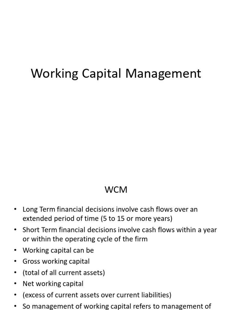 Working Capital Management ppt-1 | Download Free PDF | Working Capital ...