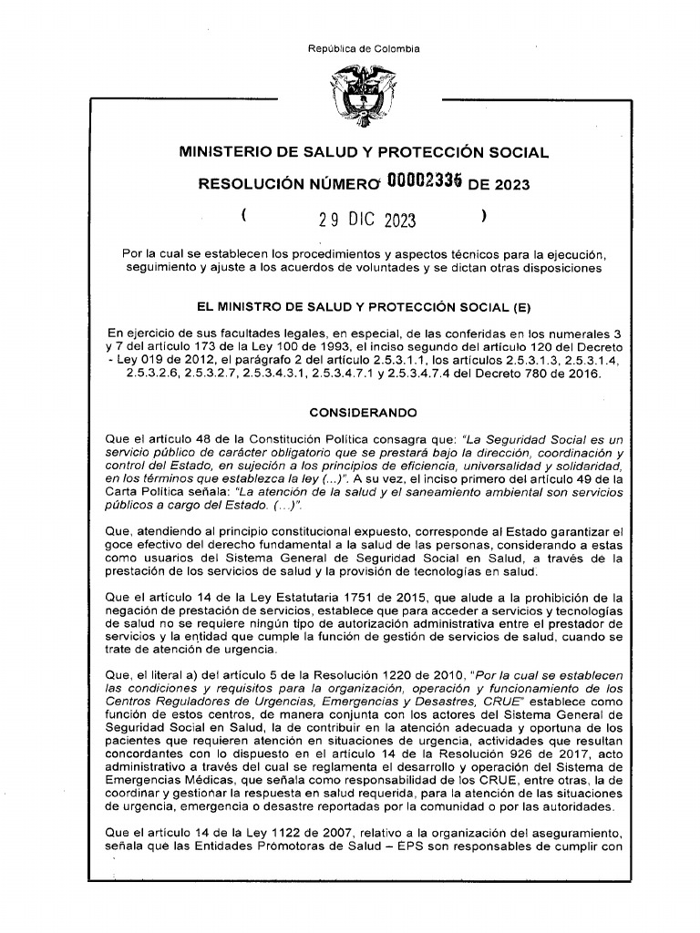 Resolución No 2335 de 2023 | PDF | Videotelefonía