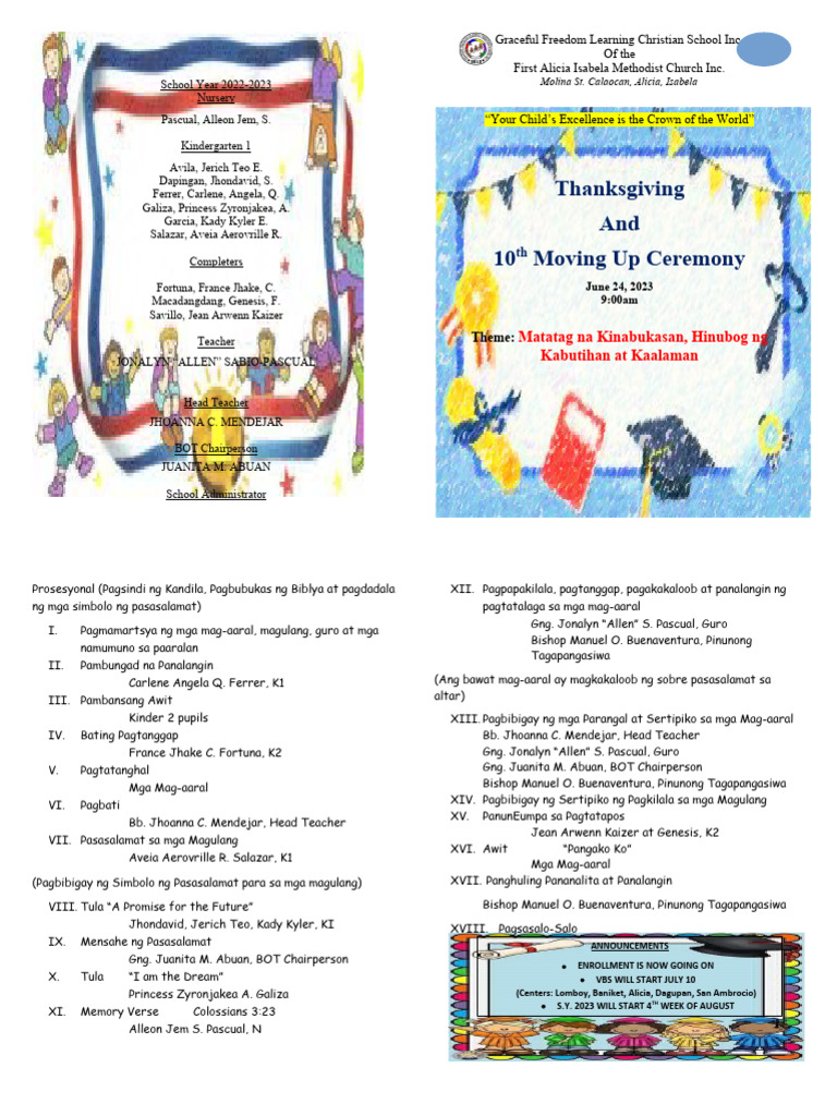 Moving Up 23 Program | PDF