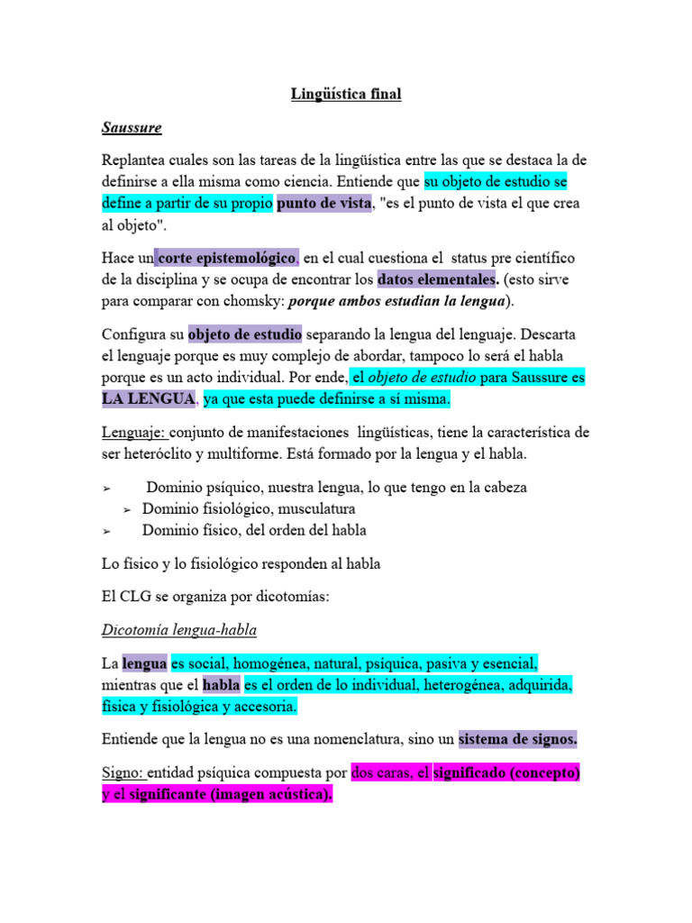 Final Linguistica Resumen | PDF | Lingüística | Noam Chomsky