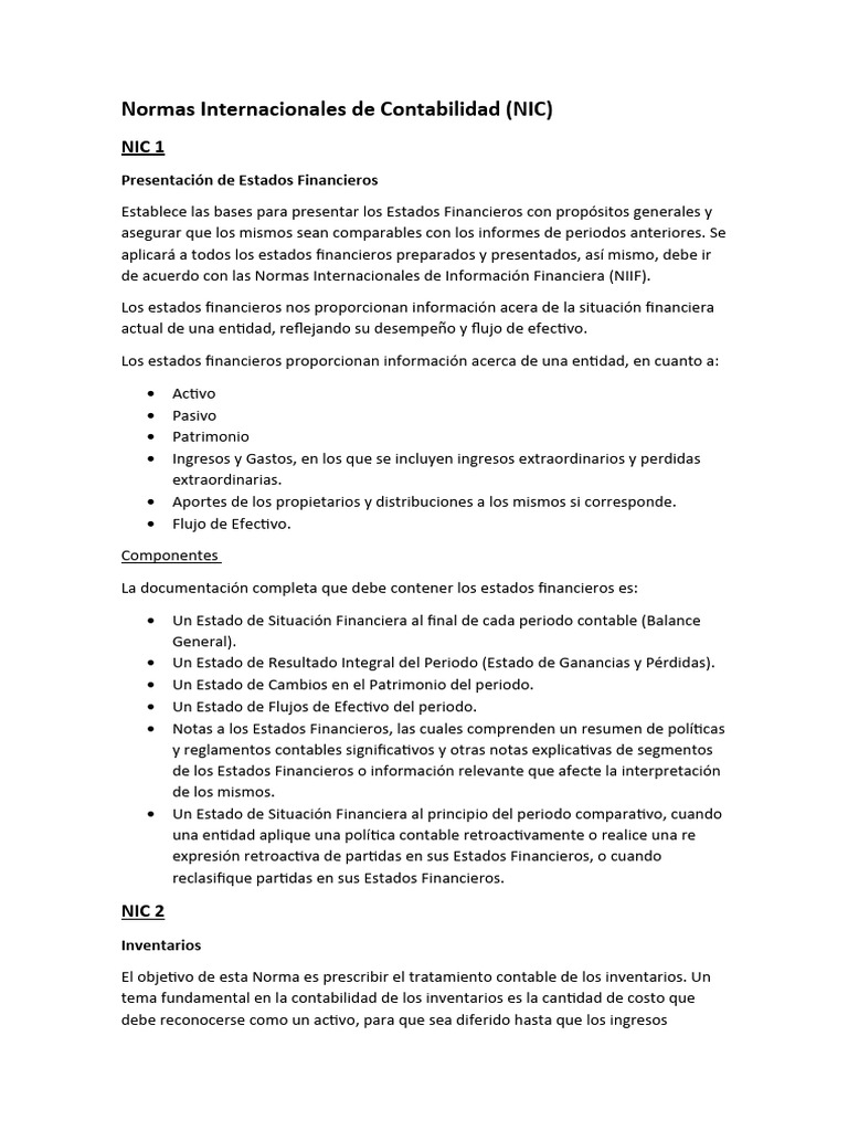 NIC Normas Internacionales de Contabilidad | Descargar gratis PDF ...