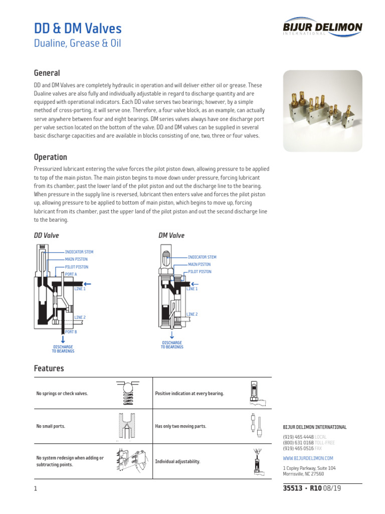 DD & DM Valves Bijur Delimon | PDF | Piston | Valve